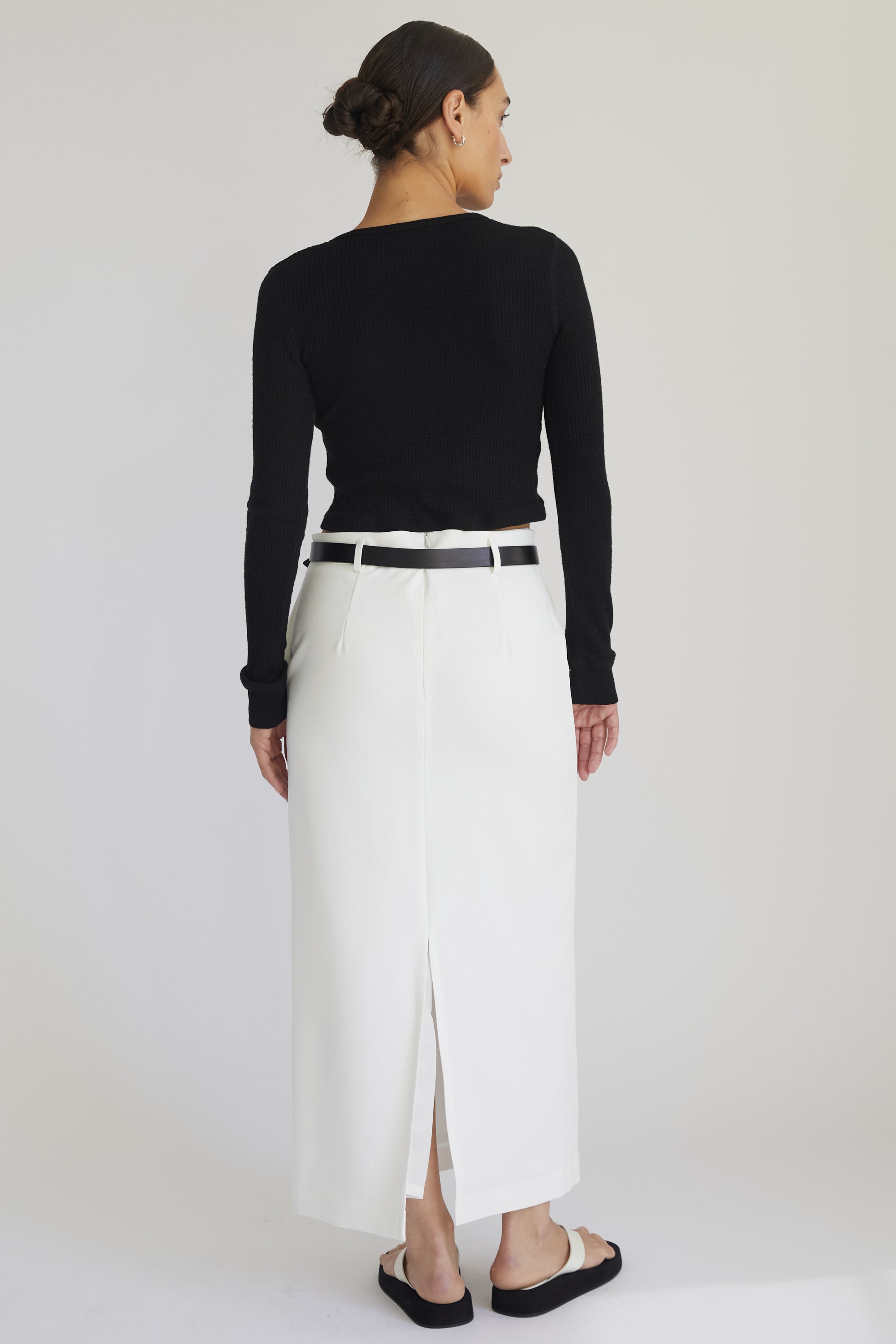Back Slit Midi Skirt– Almina Concept